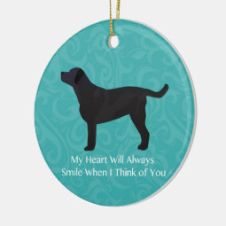 Black Lab Thinking of You Design Ceramic Ornament | Zazzle