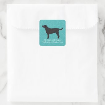 Black Lab Thinking of You Design Square Sticker | Zazzle