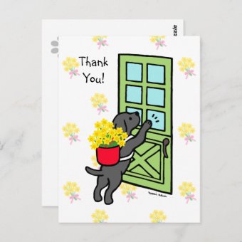 Black Lab with Daffodils Postcard | Zazzle