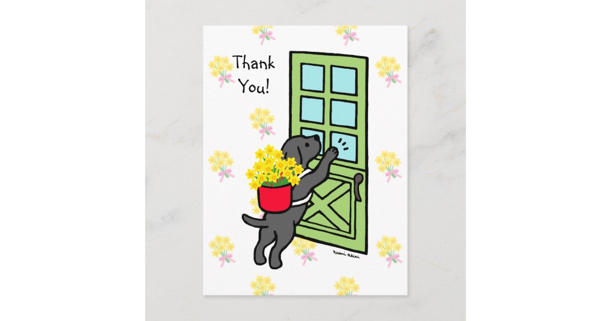 Black Lab with Daffodils Postcard | Zazzle