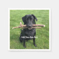 Black Lab with two sticks Dog Photo and Name Napkins | Zazzle