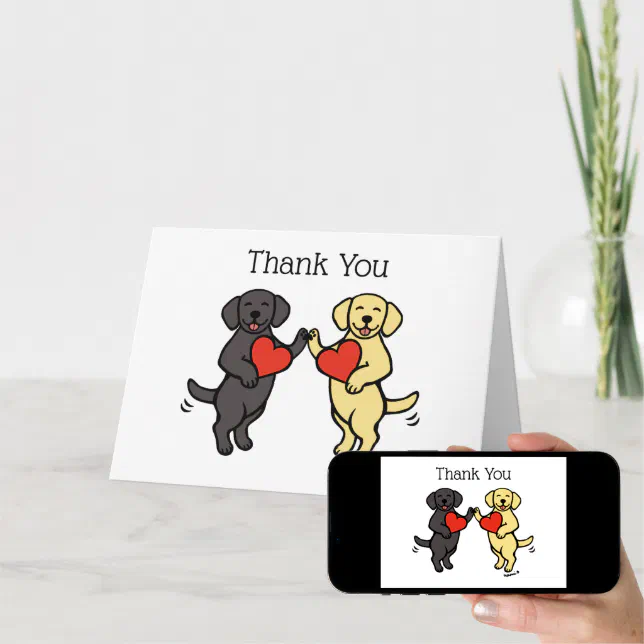 Black Labrador and Yellow Labrador Thank You Holiday Card | Zazzle
