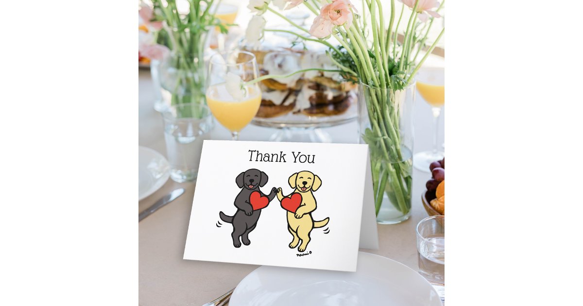 Black Labrador and Yellow Labrador Thank You Holiday Card | Zazzle