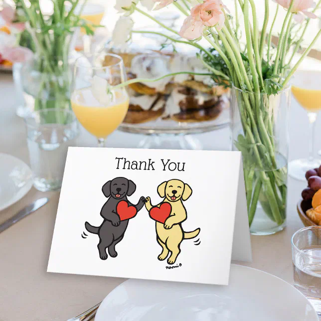 Black Labrador and Yellow Labrador Thank You Holiday Card | Zazzle