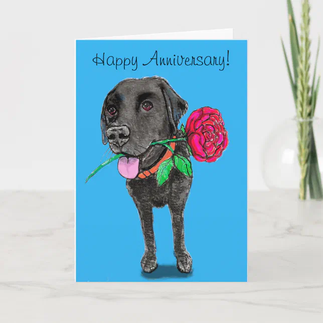 Black Labrador Anniversary Greeting Card | Zazzle