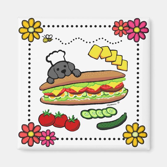 Black Labrador Bakery Cartoon Magnet | Zazzle.com