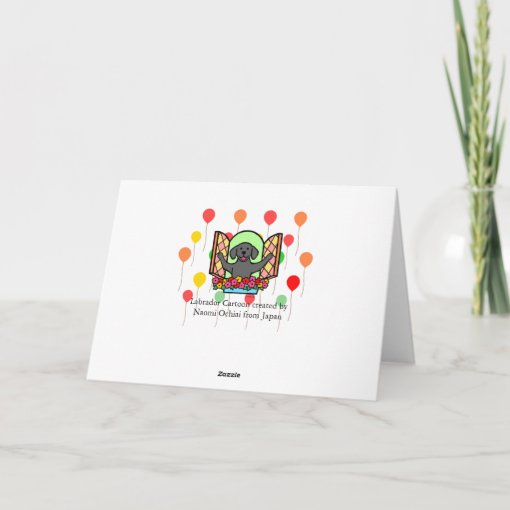 Black Labrador Balloon Birthday Card (window) | Zazzle