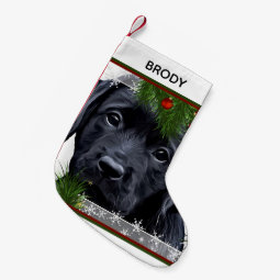 Black Labrador Christmas - Cute Dog Puppy Small Christmas Stocking | Zazzle
