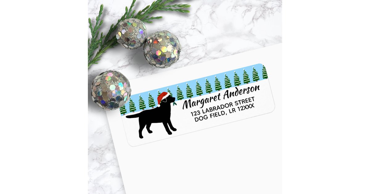Black Labrador Christmas Santa Return Address Label | Zazzle