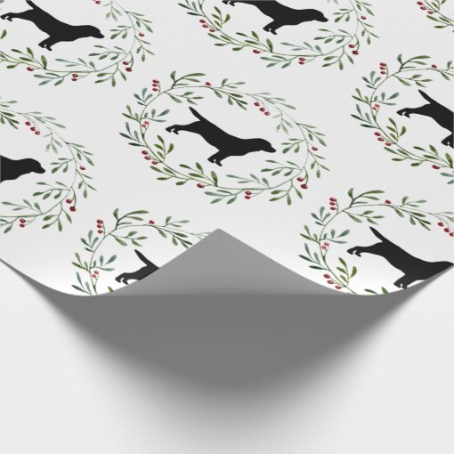 Black Labrador Christmas Wreath Retriever Dog Wrapping Paper | Zazzle