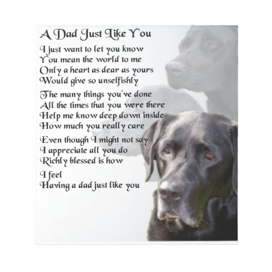 Black Labrador Dad Poem Notepad | Zazzle.com