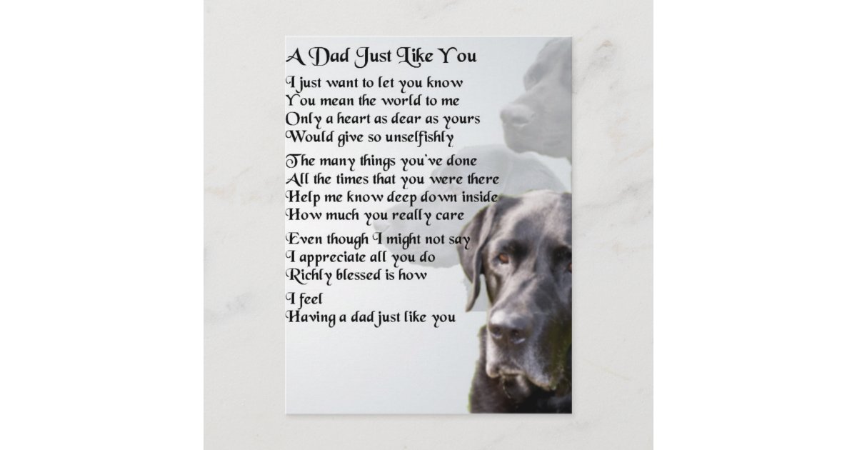 Black Labrador Dad Poem Postcard | Zazzle