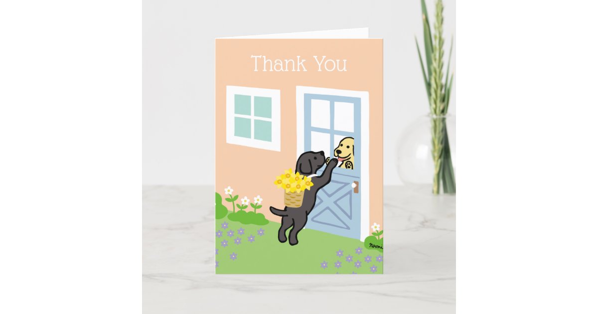 Black Labrador Daffodils Spring Thank you Card | Zazzle
