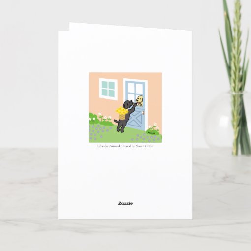 Black Labrador Daffodils Spring Thank you Card | Zazzle