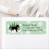 Black Labrador Evergreen Snowflakes Return Address Label | Zazzle