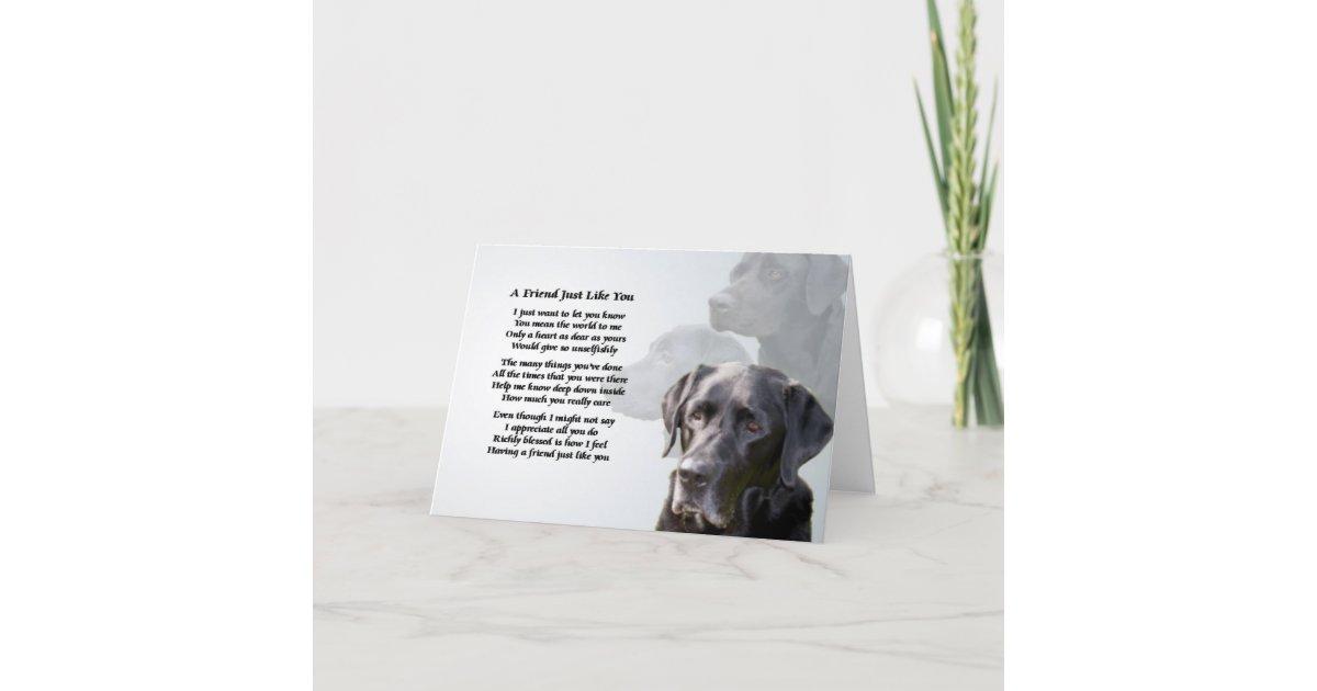 Black Labrador Friend Poem Card | Zazzle