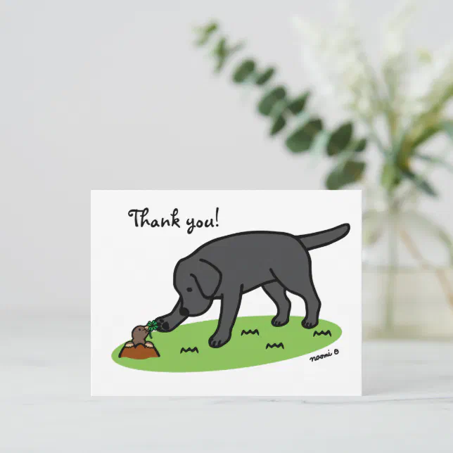 Black Labrador Friendly Thank You Postcard | Zazzle