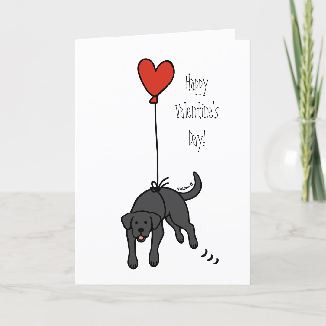 Black Labrador Heart Balloon Valentine Holiday Card | Zazzle