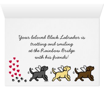Black Labrador Hearts Rainbow Bridge Card | Zazzle