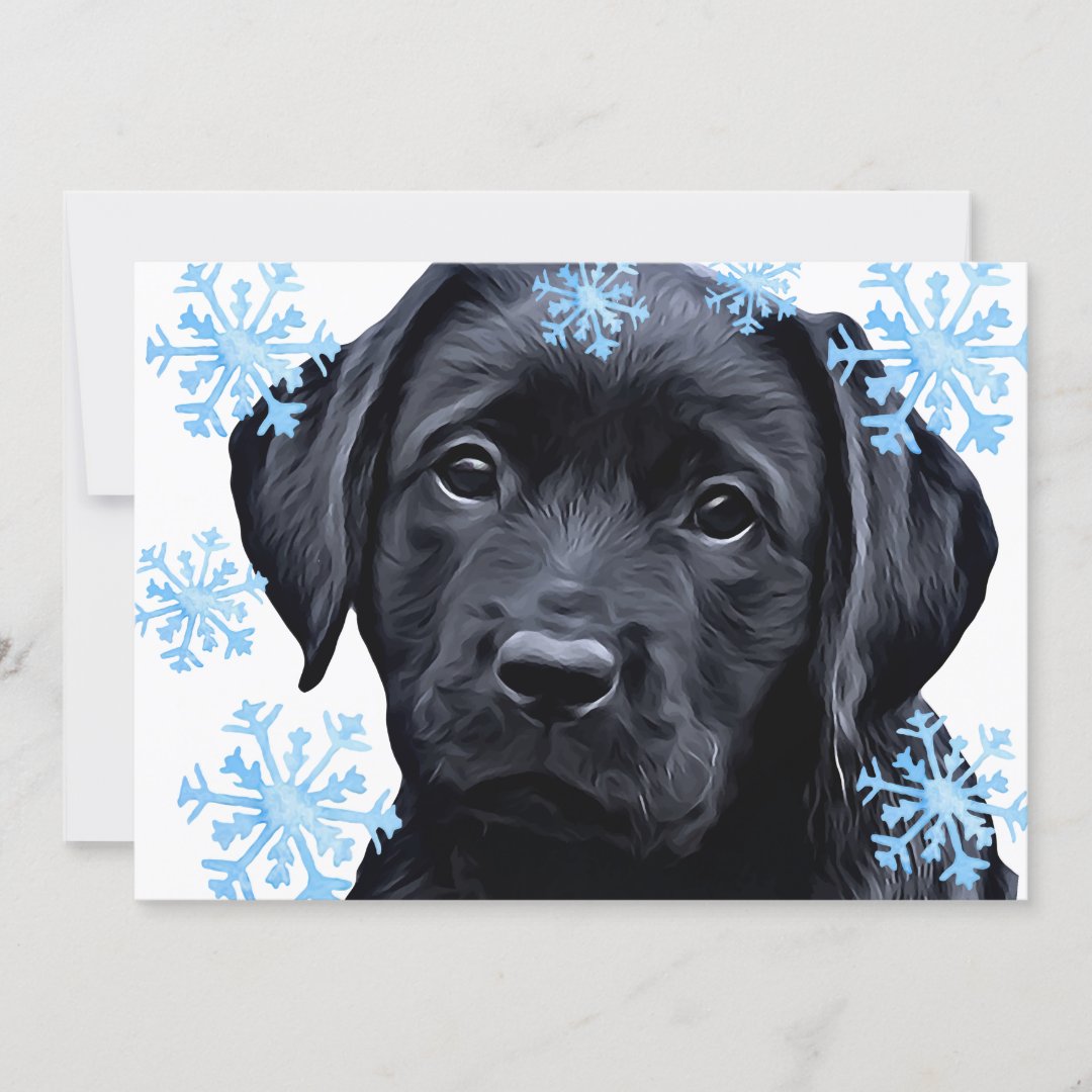 Black Labrador Holiday - Cute Dog Puppy Black Lab Invitation | Zazzle