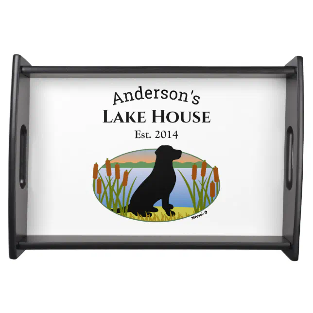 Black Labrador Lake House Serving Tray | Zazzle