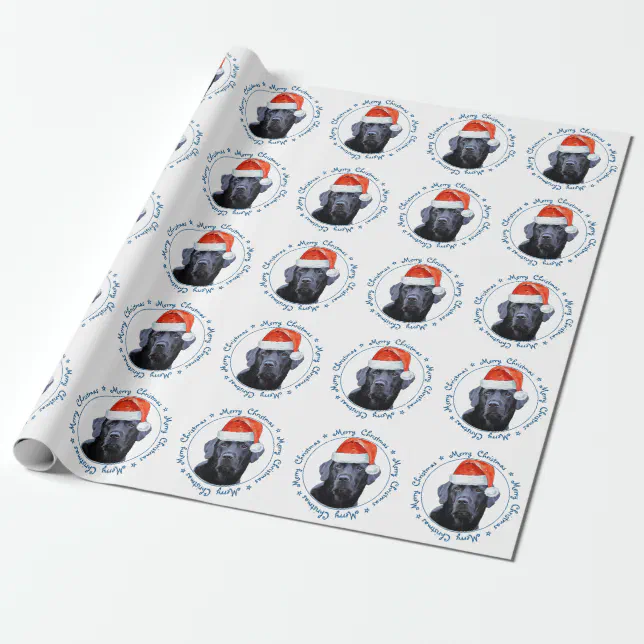 Black Labrador Merry Christmas Cute Santa Dog Wrapping Paper | Zazzle