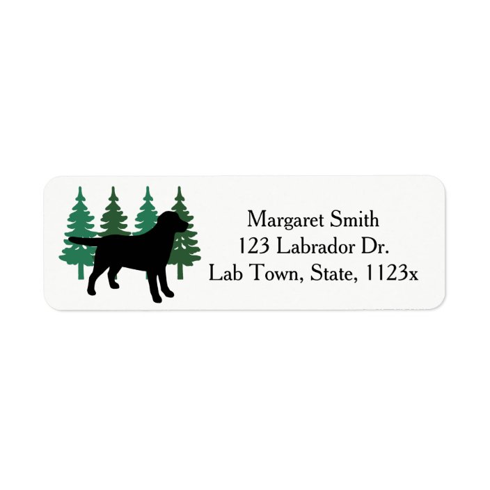 Black Labrador Outline Evergreen Return Address Label | Zazzle.com