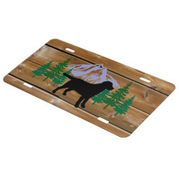 Black Labrador Outline Evergreen Trees License Plate | Zazzle