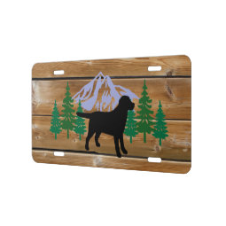 Black Labrador Outline Evergreen Trees License Plate | Zazzle