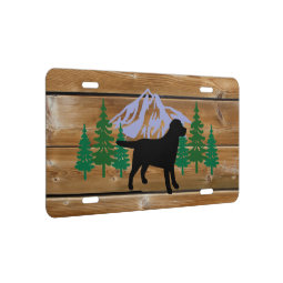 Black Labrador Outline Evergreen Trees License Plate | Zazzle