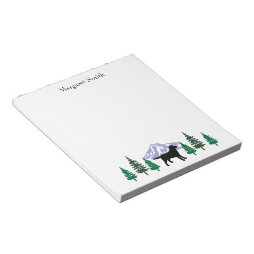 Black Labrador Outline Evergreen Trees Notepad | Zazzle