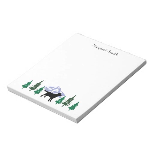 Black Labrador Outline Evergreen Trees Notepad | Zazzle