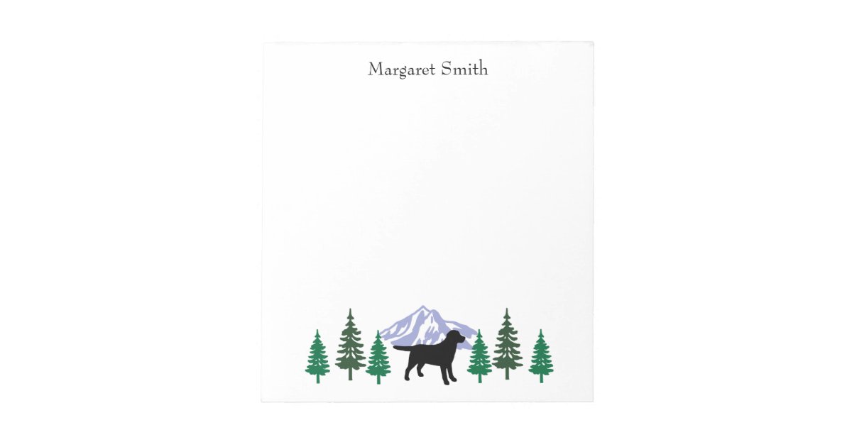 Black Labrador Outline Evergreen Trees Notepad | Zazzle