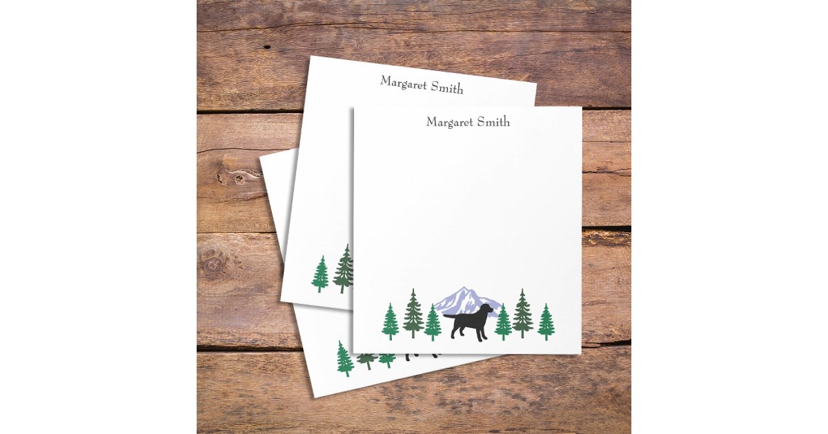 Black Labrador Outline Evergreen Trees Notepad | Zazzle