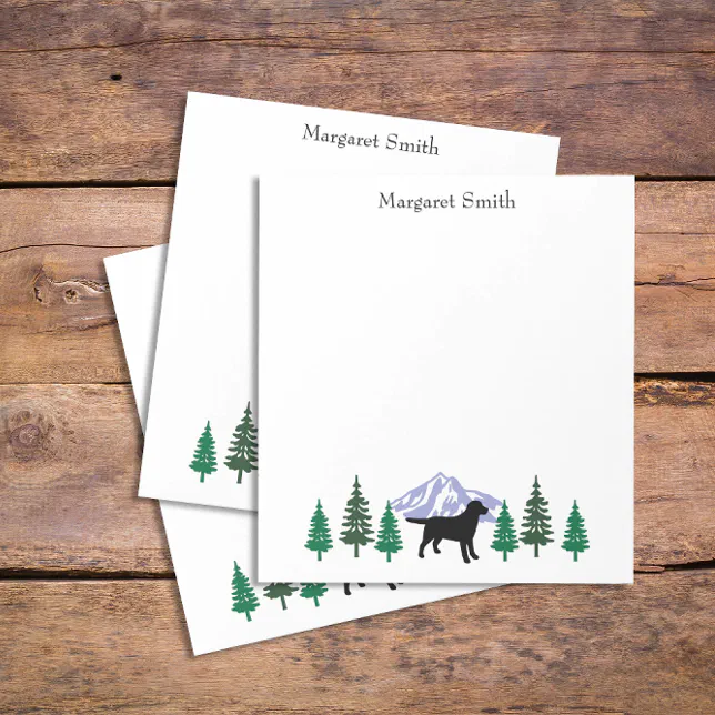 Black Labrador Outline Evergreen Trees Notepad | Zazzle