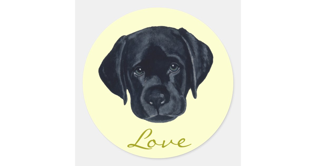 Black Labrador Puppy Classic Round Sticker | Zazzle