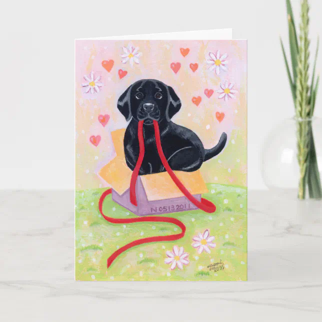 Black Labrador Puppy Thank You Card | Zazzle