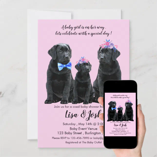 Black Labrador Retriever Baby Shower Invitation | Zazzle