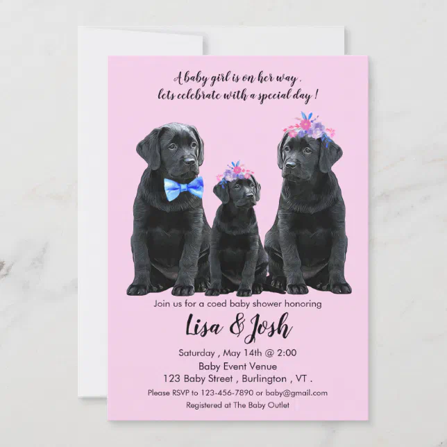 Black Labrador Retriever Baby Shower Invitation | Zazzle