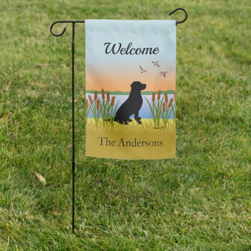 Black Labrador Retriever Bird Dog Sunset Garden Flag | Zazzle