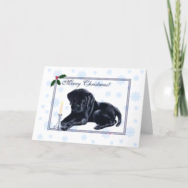 Black Labrador Retriever Christmas Snowflake Holiday Card | Zazzle