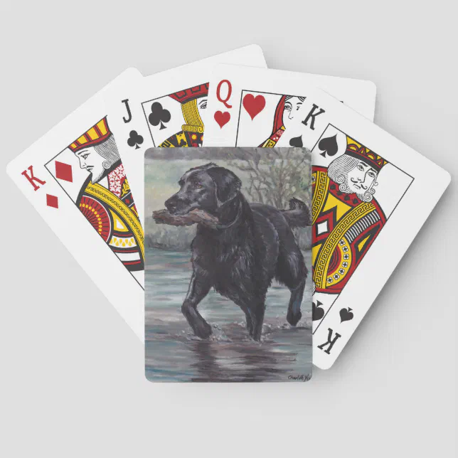 Black Labrador Retriever Dog Art Playing Cards | Zazzle