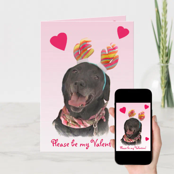 Black Labrador Retriever Dog Valentine Holiday Card | Zazzle