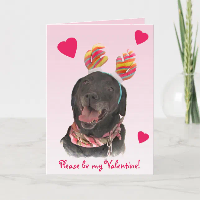 Black Labrador Retriever Dog Valentine Holiday Card | Zazzle