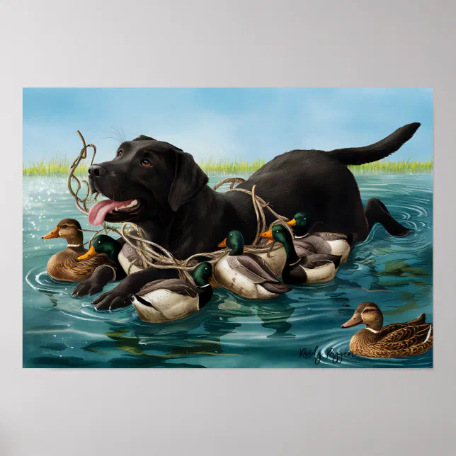 Black Labrador Retriever, Duck Hunters Poster | Zazzle