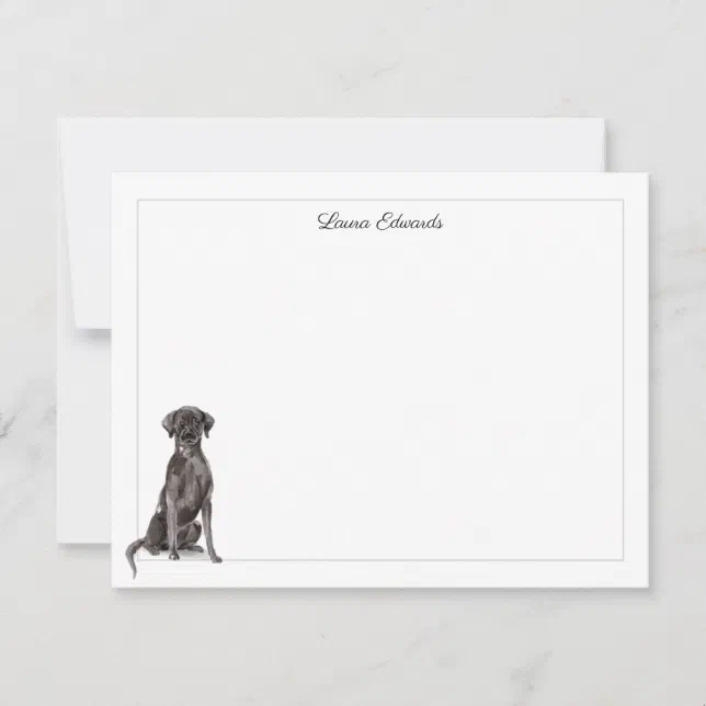 Black Labrador Retriever Gray Border Personalized Note Card | Zazzle