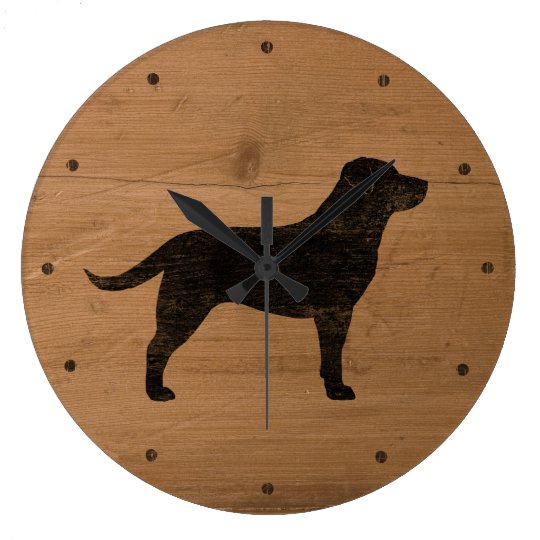 Black Labrador Retriever Silhouette Large Clock | Zazzle.com