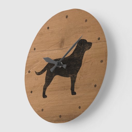 Black Labrador Retriever Silhouette Large Clock | Zazzle