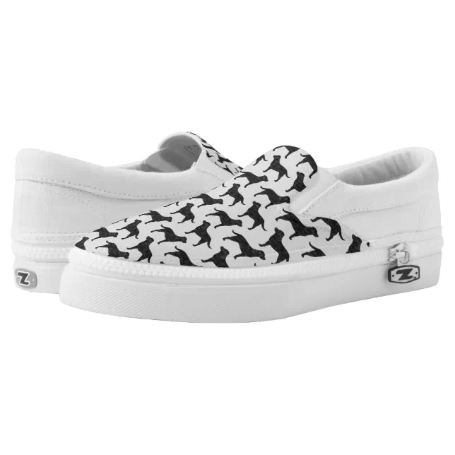Black Labrador Retriever Silhouettes Pattern Slip-On Sneakers | Zazzle