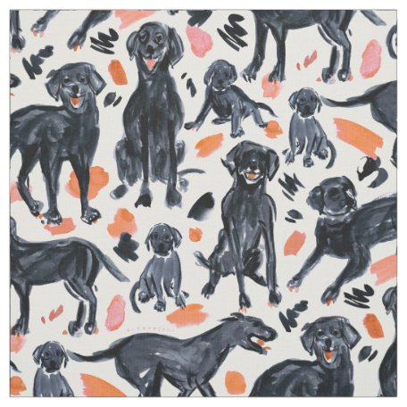Black Lab Labrador Retriever Fabric | Zazzle